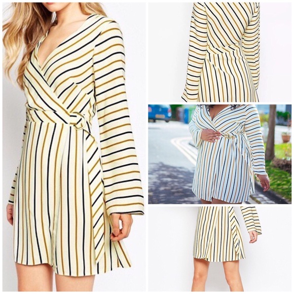 ASOS | Dresses | Asos Stripe Wrap Dress Brand New | Poshmark